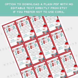 Printable Snowman Soup Hot Chocolate Gift Tag, Christmas Hot Cocoa ...