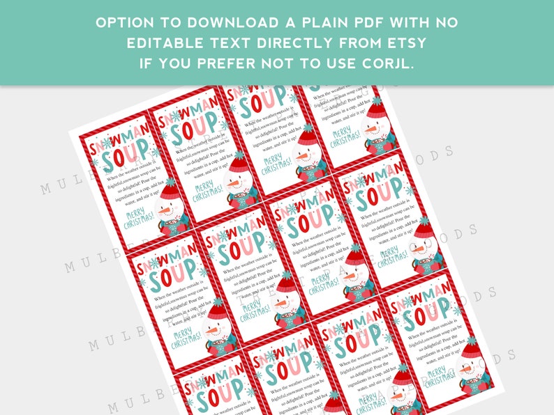 Printable Snowman Soup Hot Chocolate Gift Tag, Christmas Hot Cocoa ...