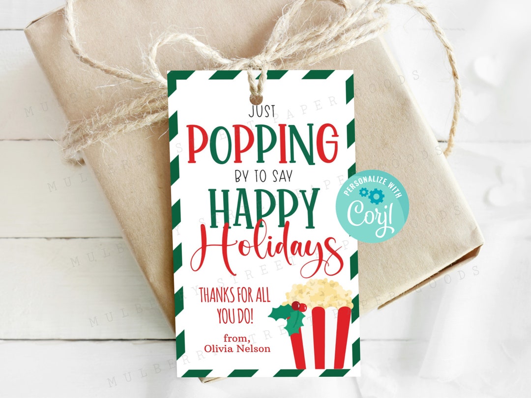 Just Popping by to Wish You a Happy Holidays Christmas Popcorn Party ...