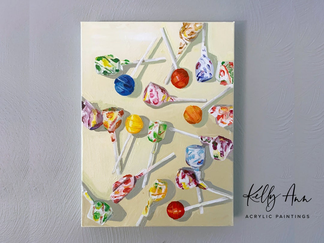 Lollipop Acrylic Painting, Original Acrylic Painting on Canvas - Etsy