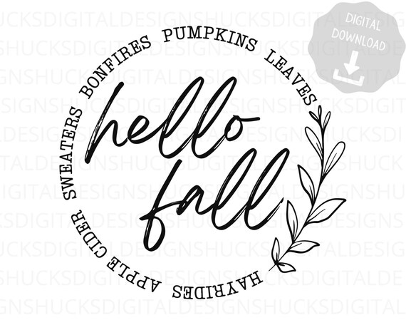 Hello Fall Svg Hello Fall Png Fall Svg Fall Digital Design - Etsy