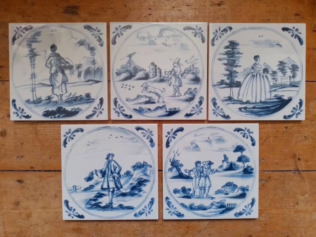 Five Reproduction Delft Wall Tiles - Etsy