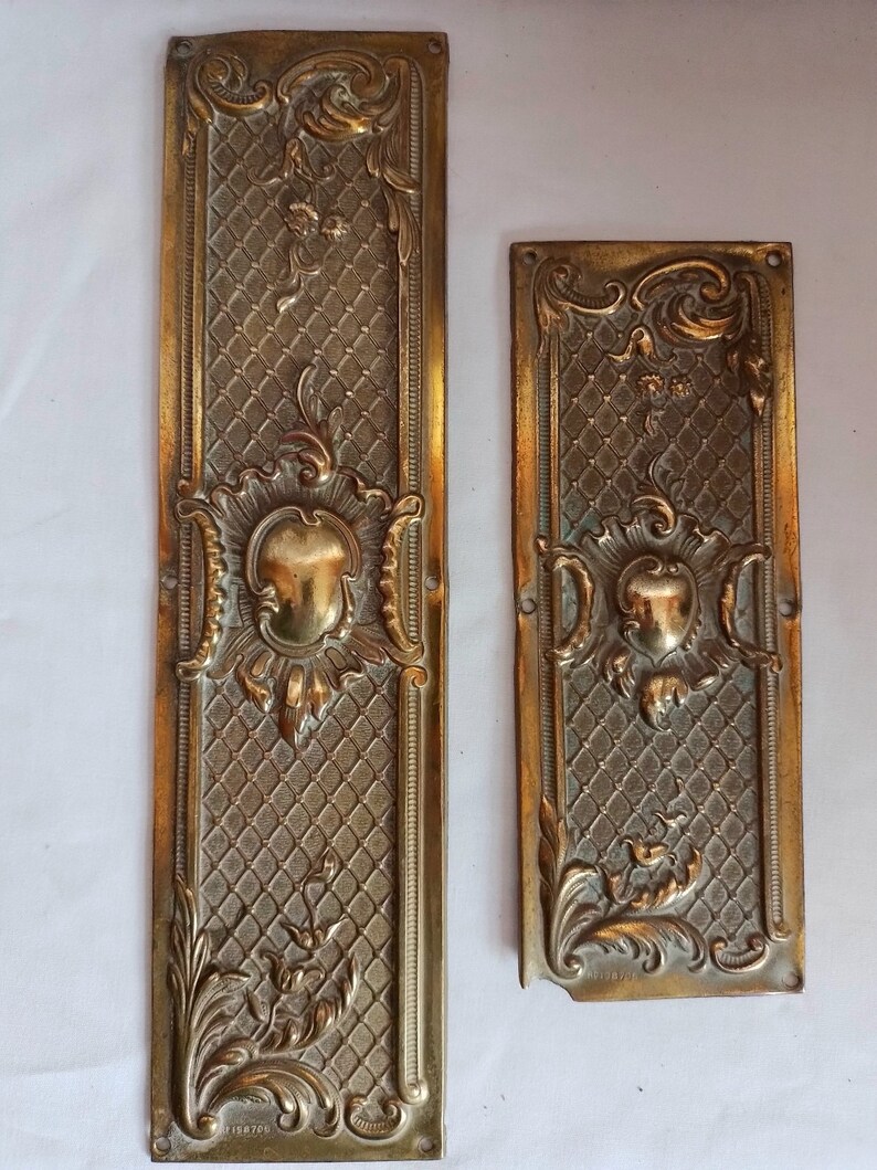Pair Antique Edwardian Brass Finger Plates - Etsy