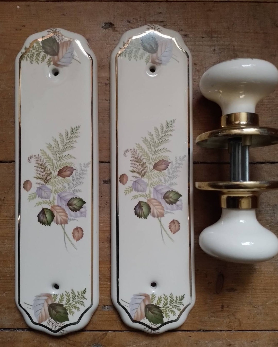 Set of Porcelain Door Finger Plates and Door Knobs - Etsy