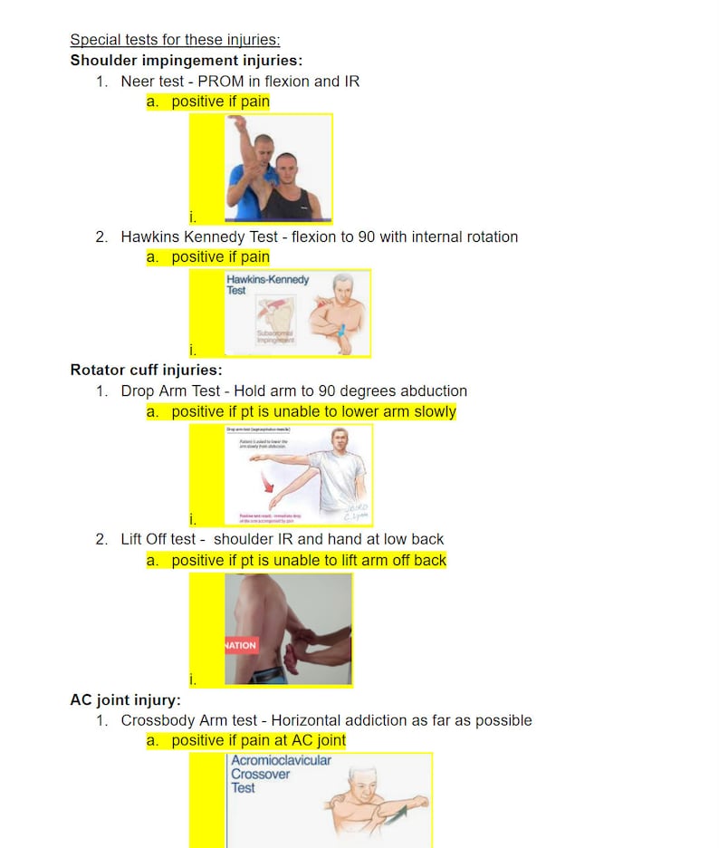 Shoulder, Elbow, Hand and Wrist ROM/MMT and Special Tests/common ...
