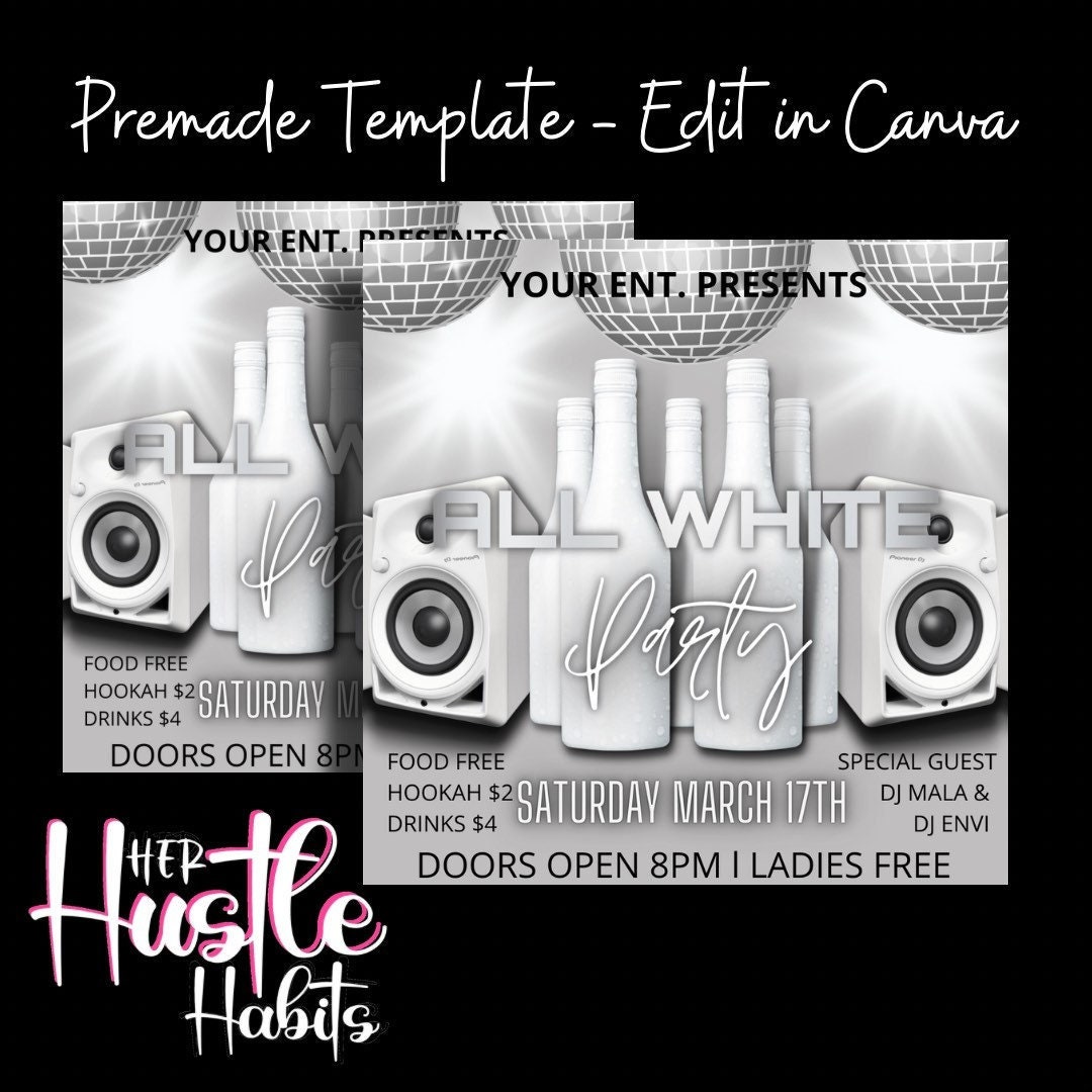 All White Party Flyer, Party Invitation, White Event, White Party ...