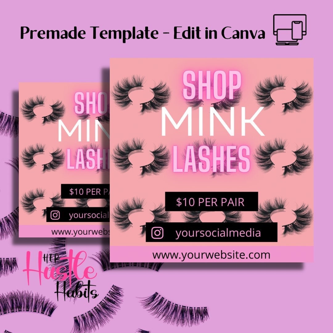 Mink Lash Flyer, DIY Mink Lash Template, Lash Technician Flyer, Social ...