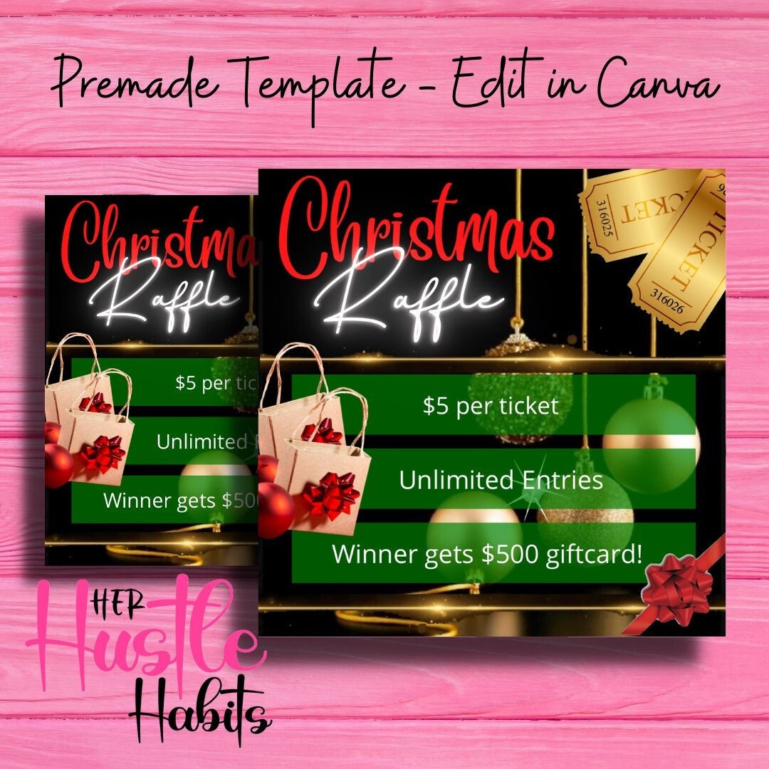 Christmas Raffle Flyer, Holiday Flyer, DIY Template, Editable Template ...