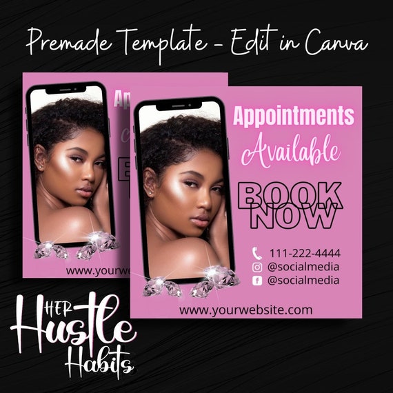 Pink Booking Flyer Appointments Flyer DIY Booking Template | Etsy