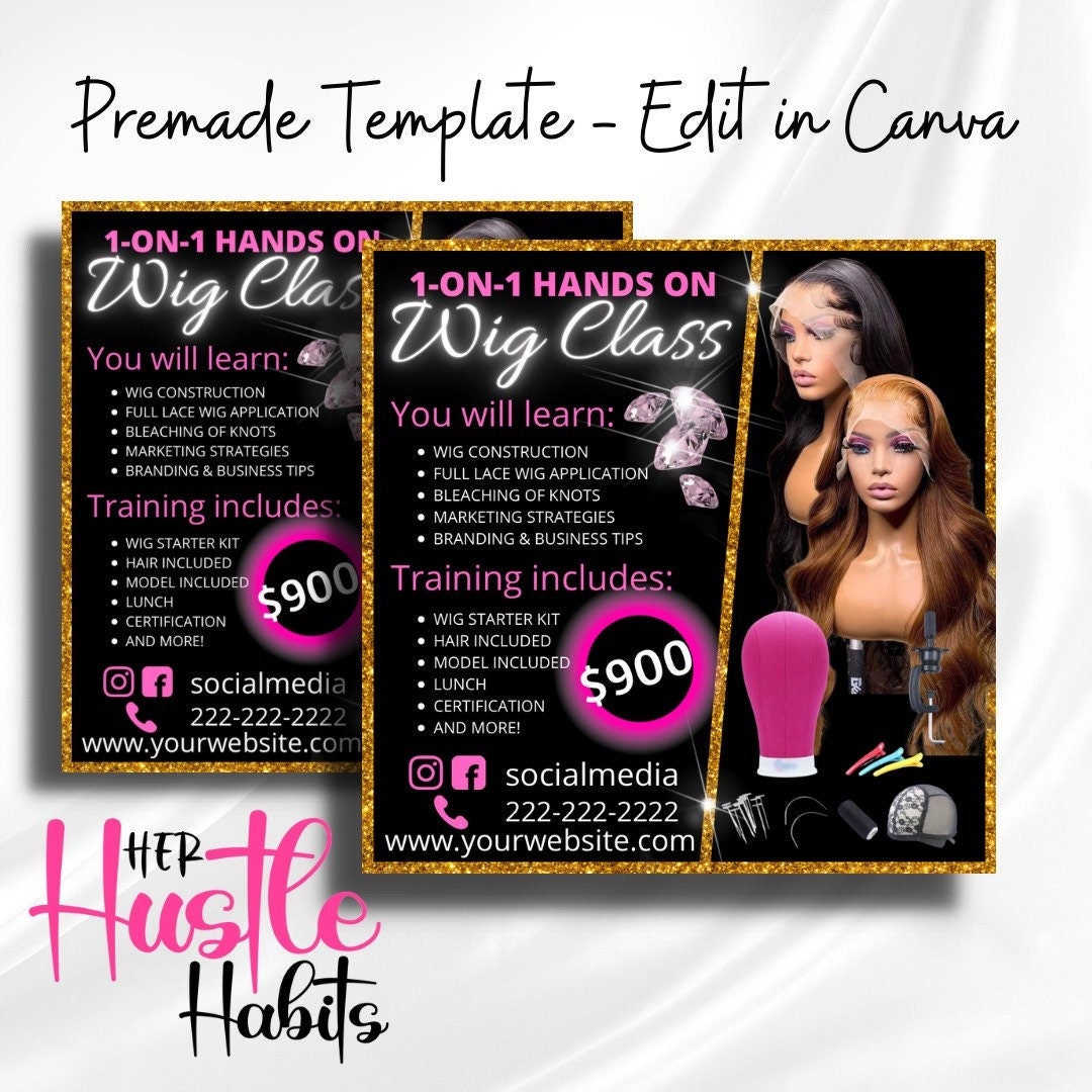 DIY Wig Class Flyer, Wig Training Flyer, Wig Construction Flyer, One on ...