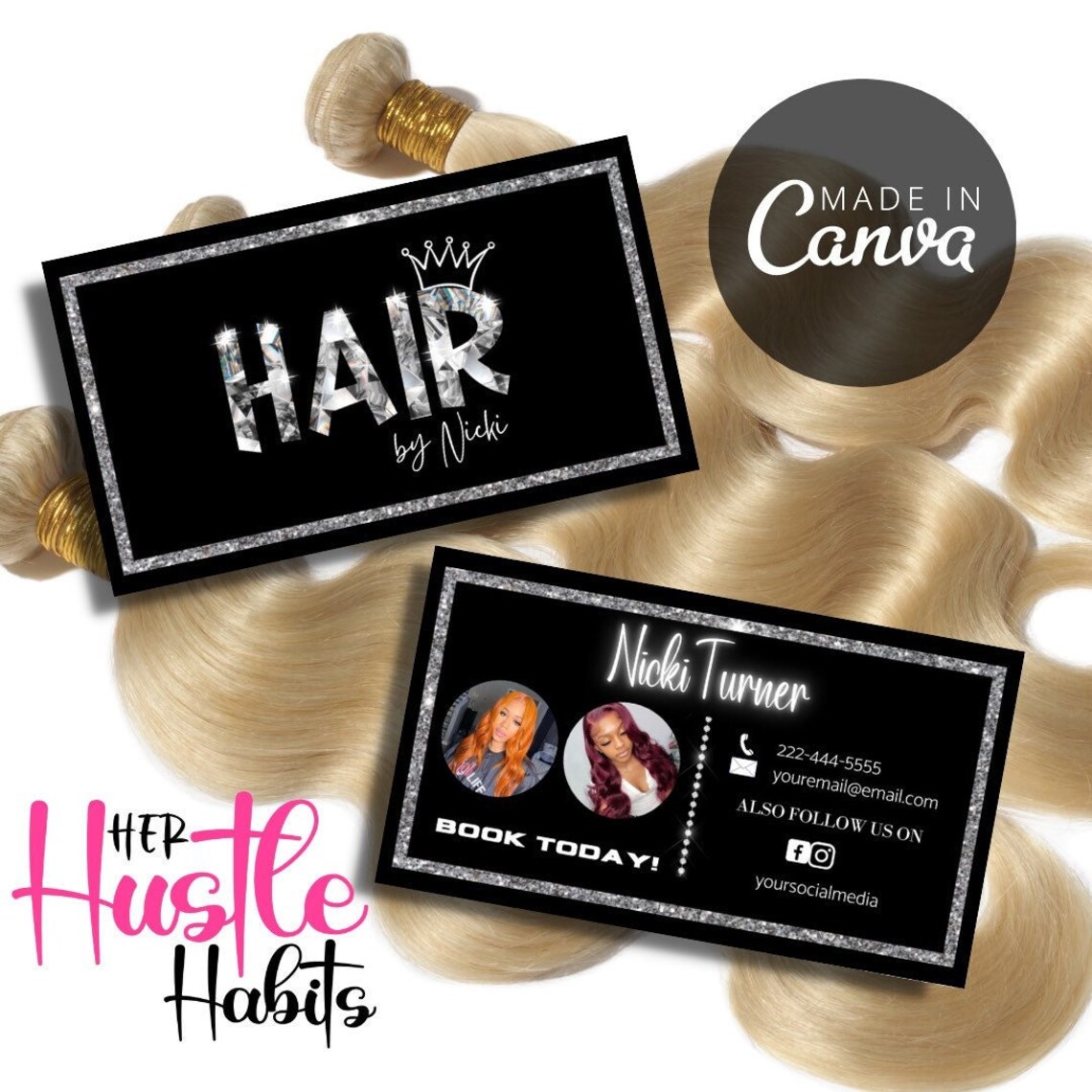 Business Card, Hair Stylist Business Card, DIY Hair Business Card, Hair ...