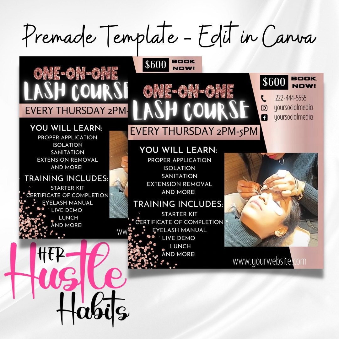 Flyer, One-on-one Lash Extension Course Flyer, Lashes, Extensions ...
