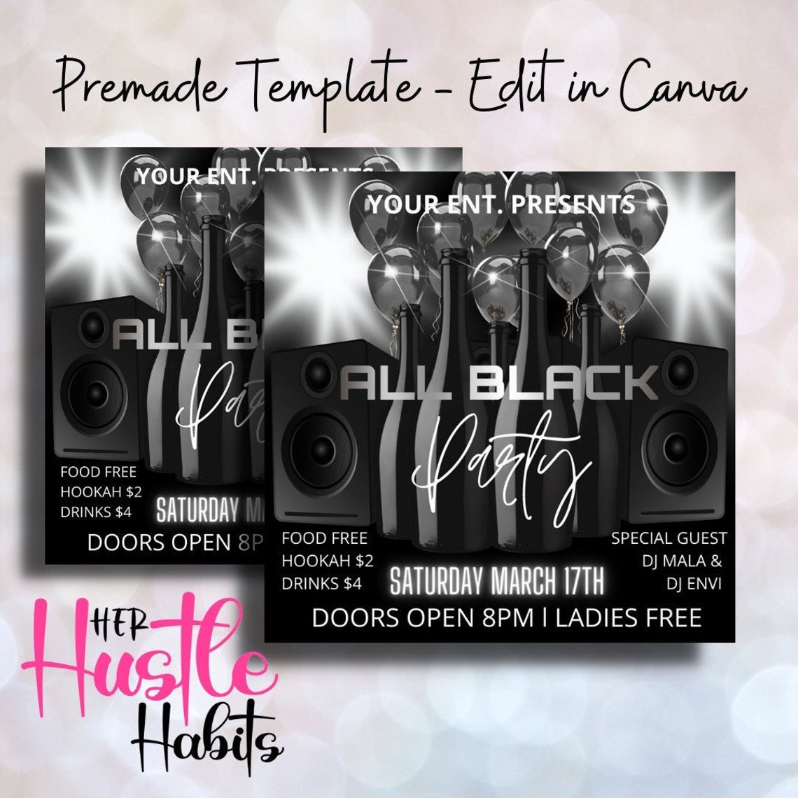 All Black Party Flyer, Party Invitation, Black Event, Black Party ...