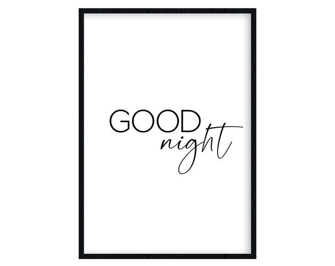 Good Night, Poster for Bedroom, Typography, Modern, Minimalist - Etsy