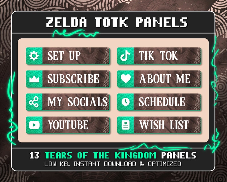 Zelda Tears of the Kingdom Stream Overlay Package | Overlay, Panels ...