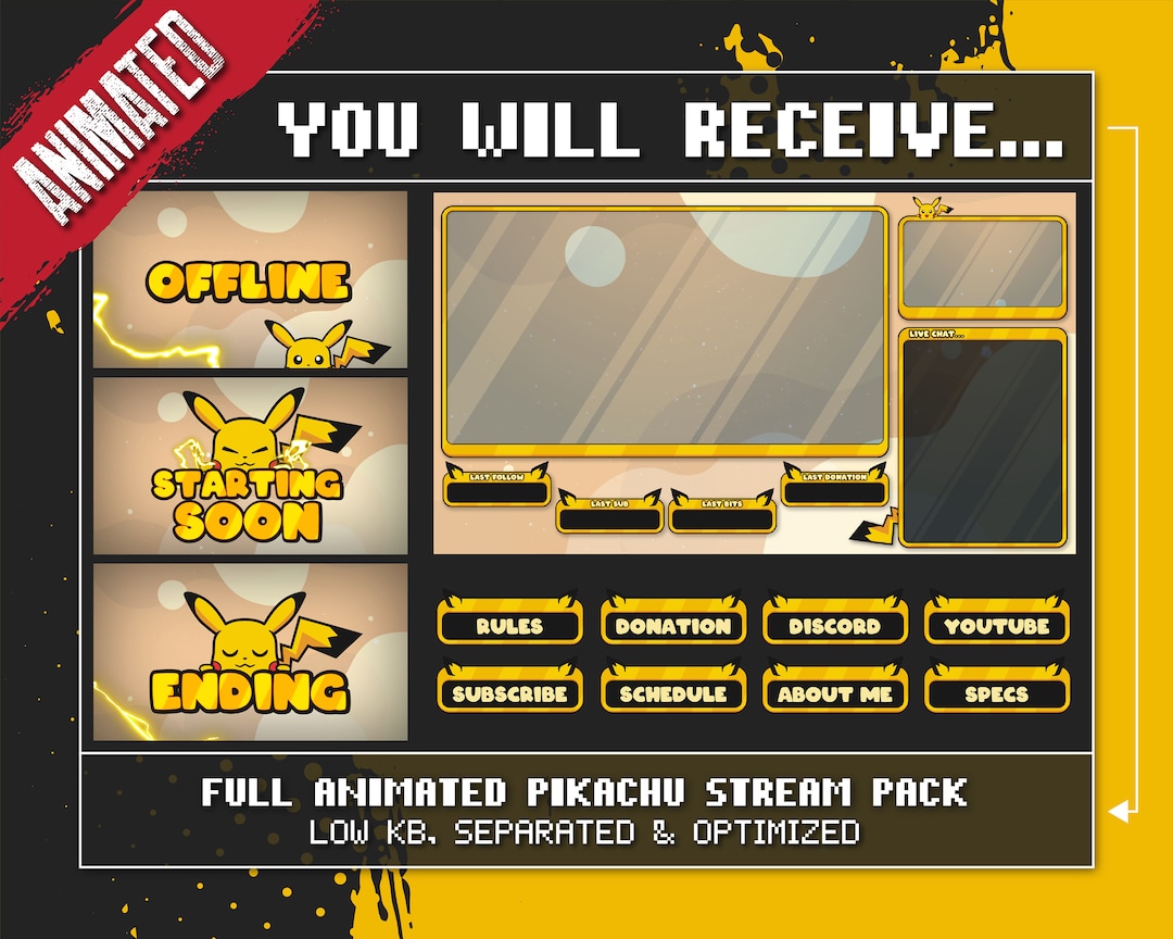 Stream Overlay Package / Twitch Overlay Animated Package / Pokemon ...