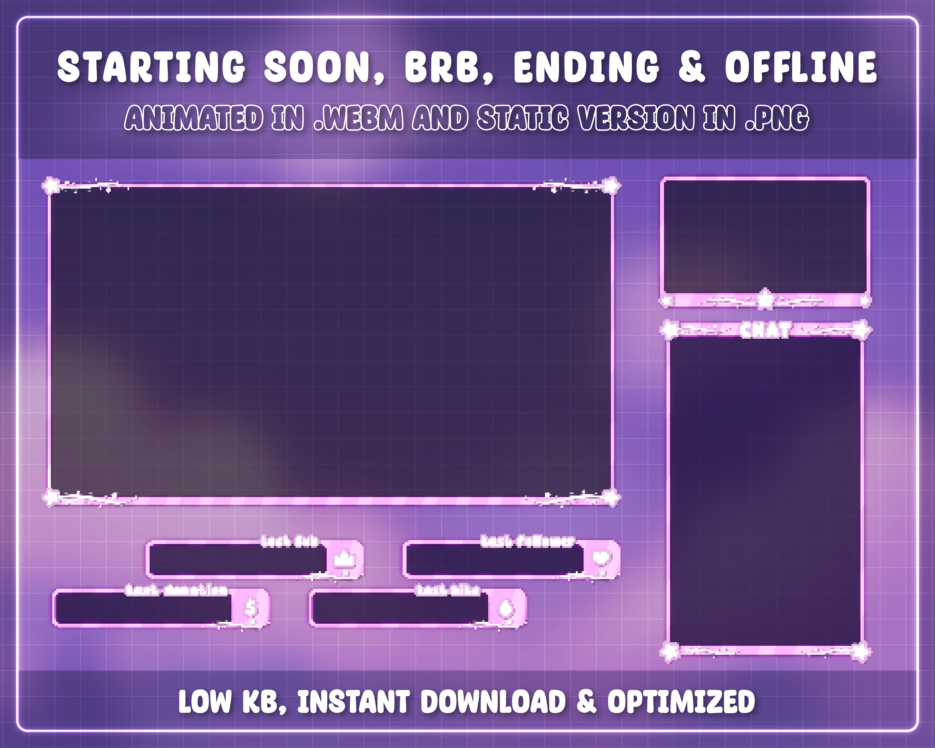 Animated Stream Package / Kick Overlay / Streaming Package / Cute and ...