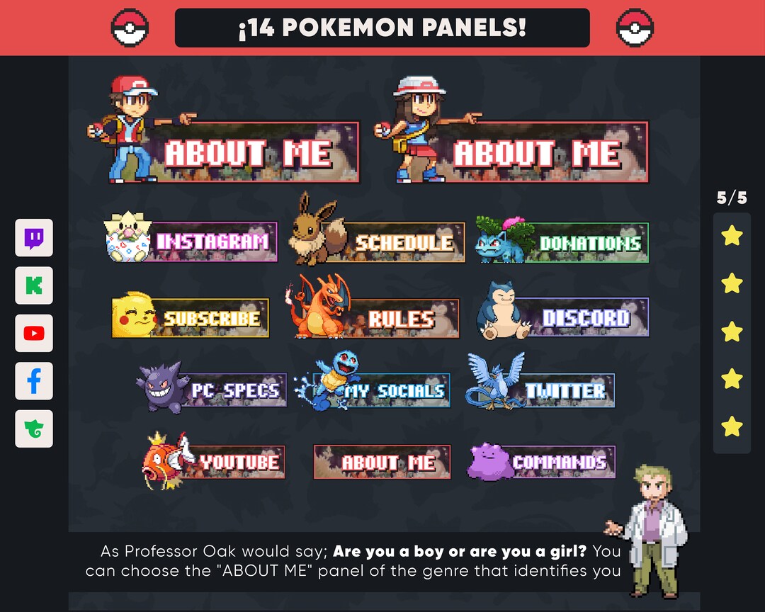 Paneles de Twitch de Pokémon / Pokémon lindo / Superposición - Etsy España