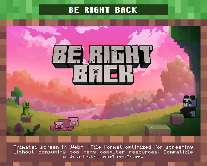 Animated Pixelgame Stream Screens | Minecart Stream Overlay | OBS Live ...