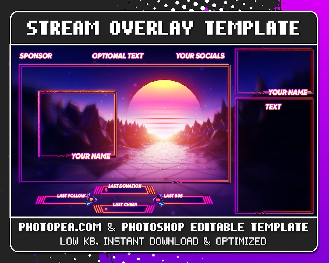 Twitch Overlay TEMPLATE, Stream Overlay for Twitch Template, Webcam ...