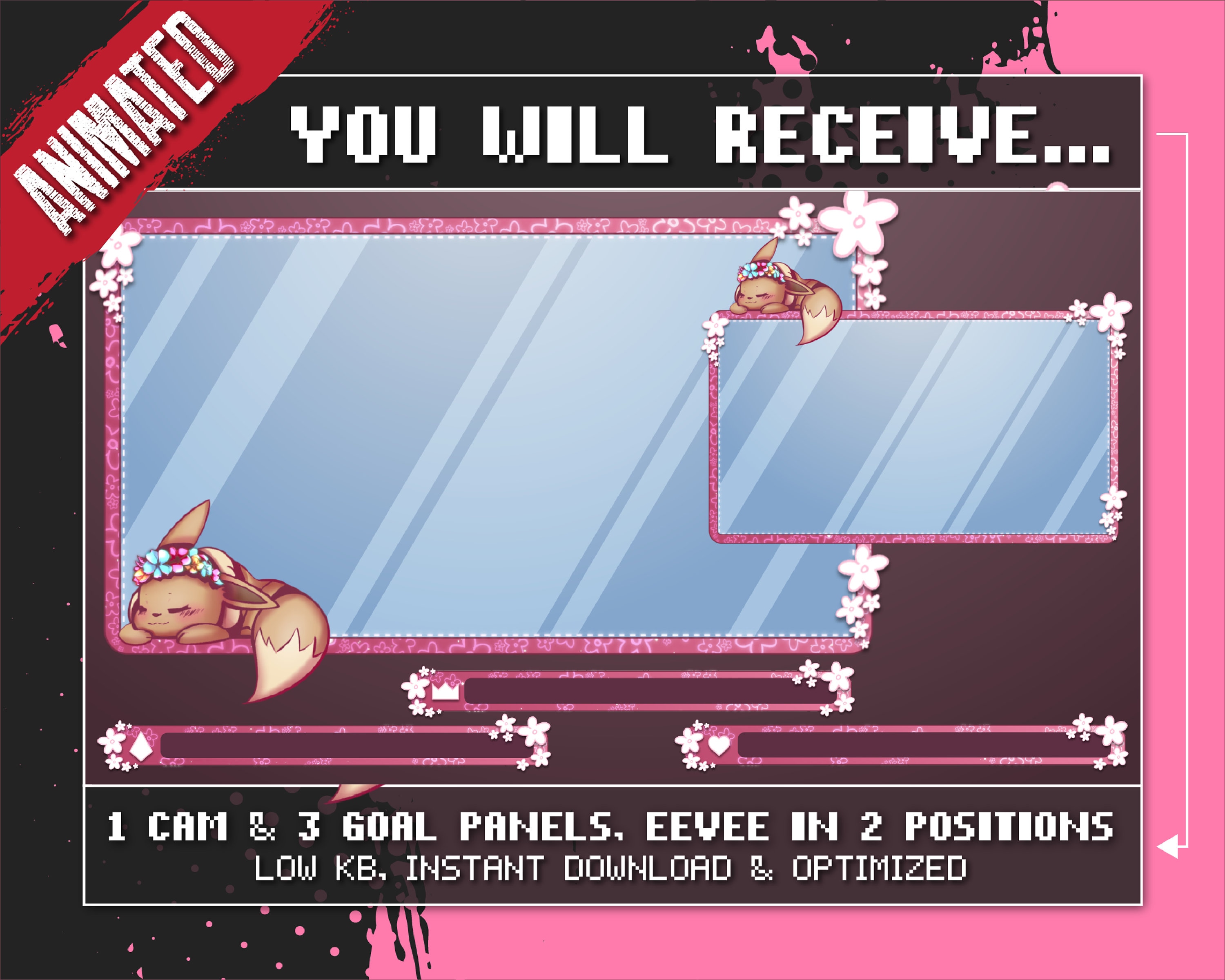 Pokemon Stream Webcam / Eevee Pokemon / Twitch Overlay / Animated ...