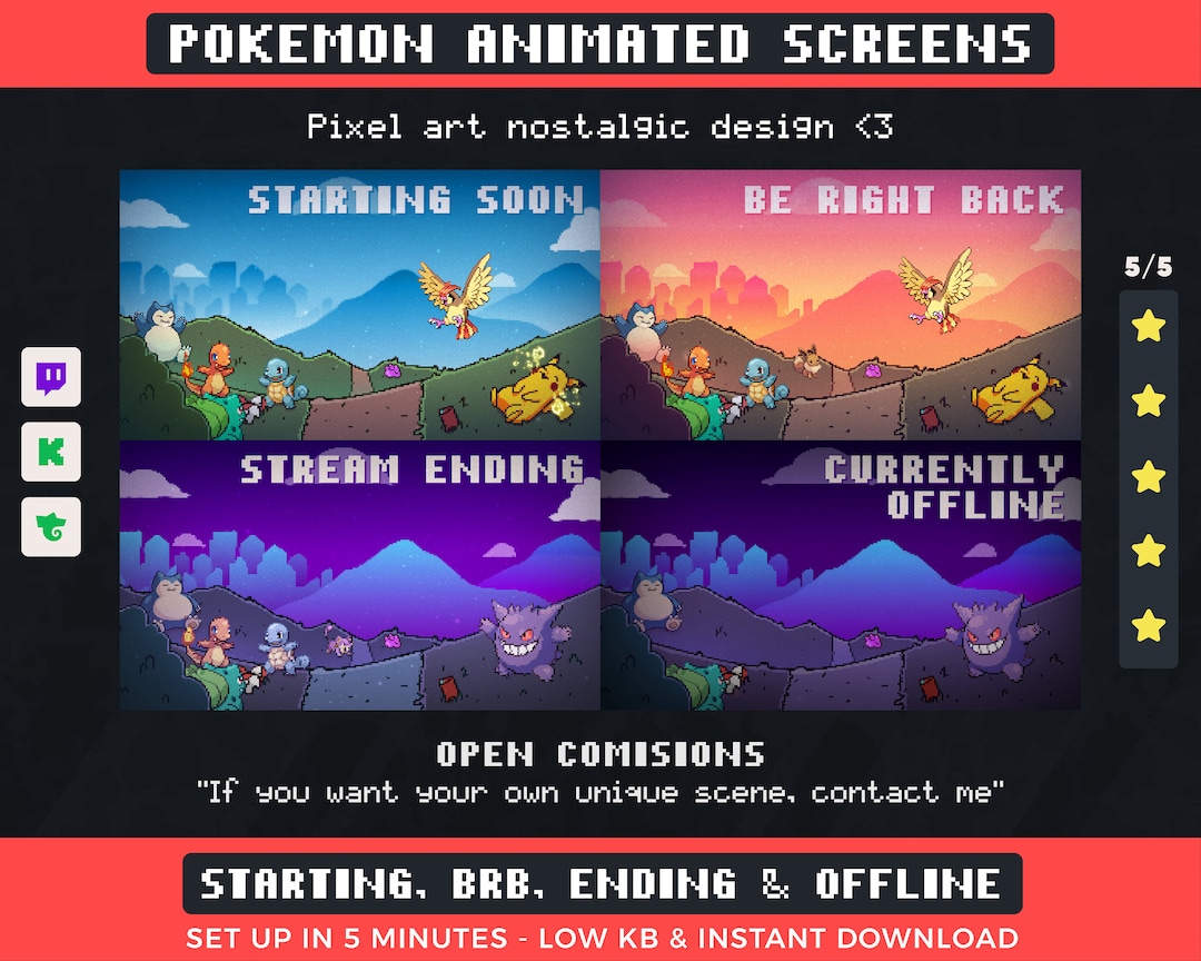 Pokemon Animated Screens, Cute Overlay , Twitch Screens , Animated ...