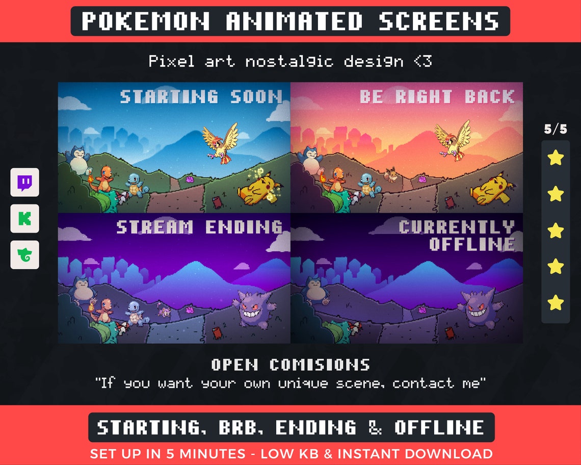 Pokemon Animated Screens, Cute Overlay , Twitch Screens , Animated ...