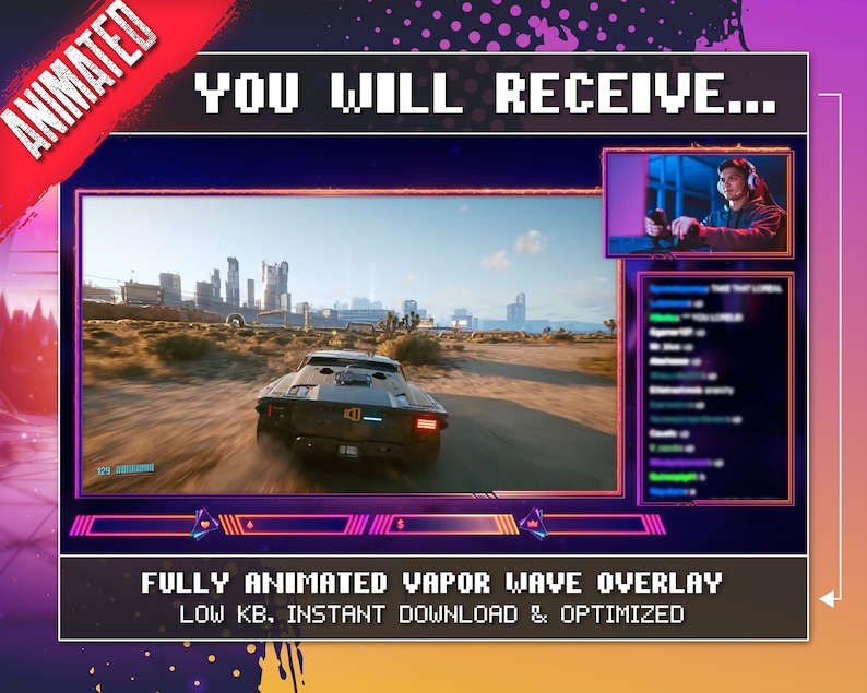 Animated Overlay Twitch Vaporwave Twitch Youtube Streaming - Etsy UK