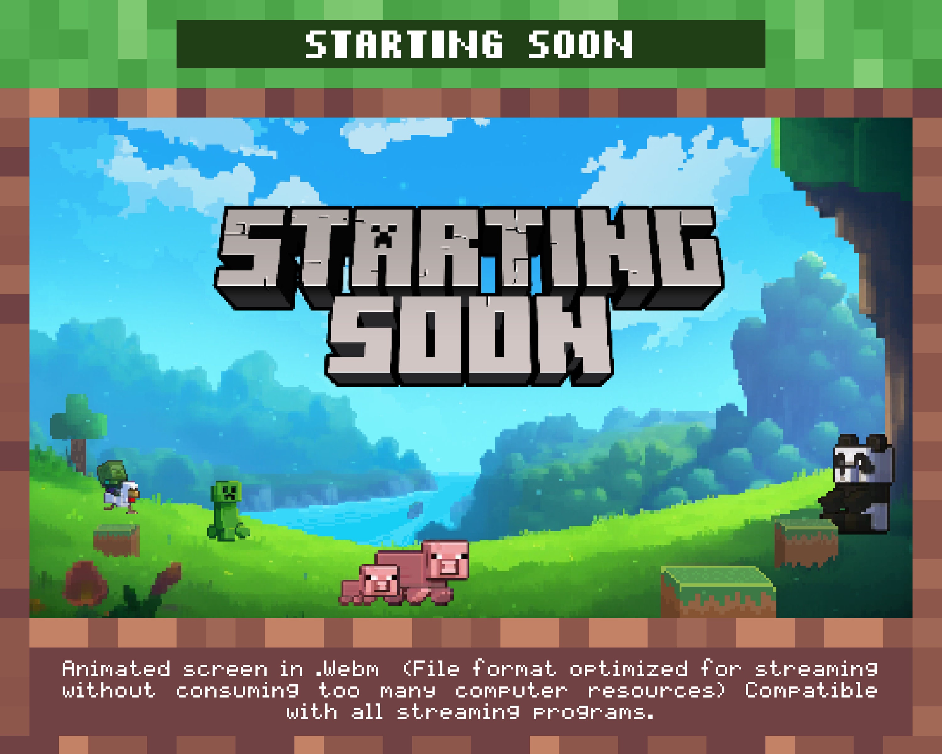 Animated Pixelgame Stream Screens | Minecart Stream Overlay | OBS Live ...