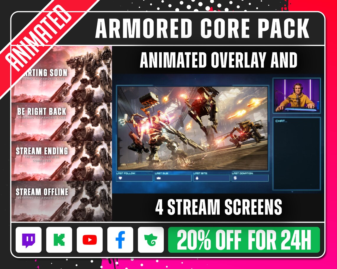 Armored Core 6 Stream Overlay Package, Twitch Overlay, Stream Screens ...