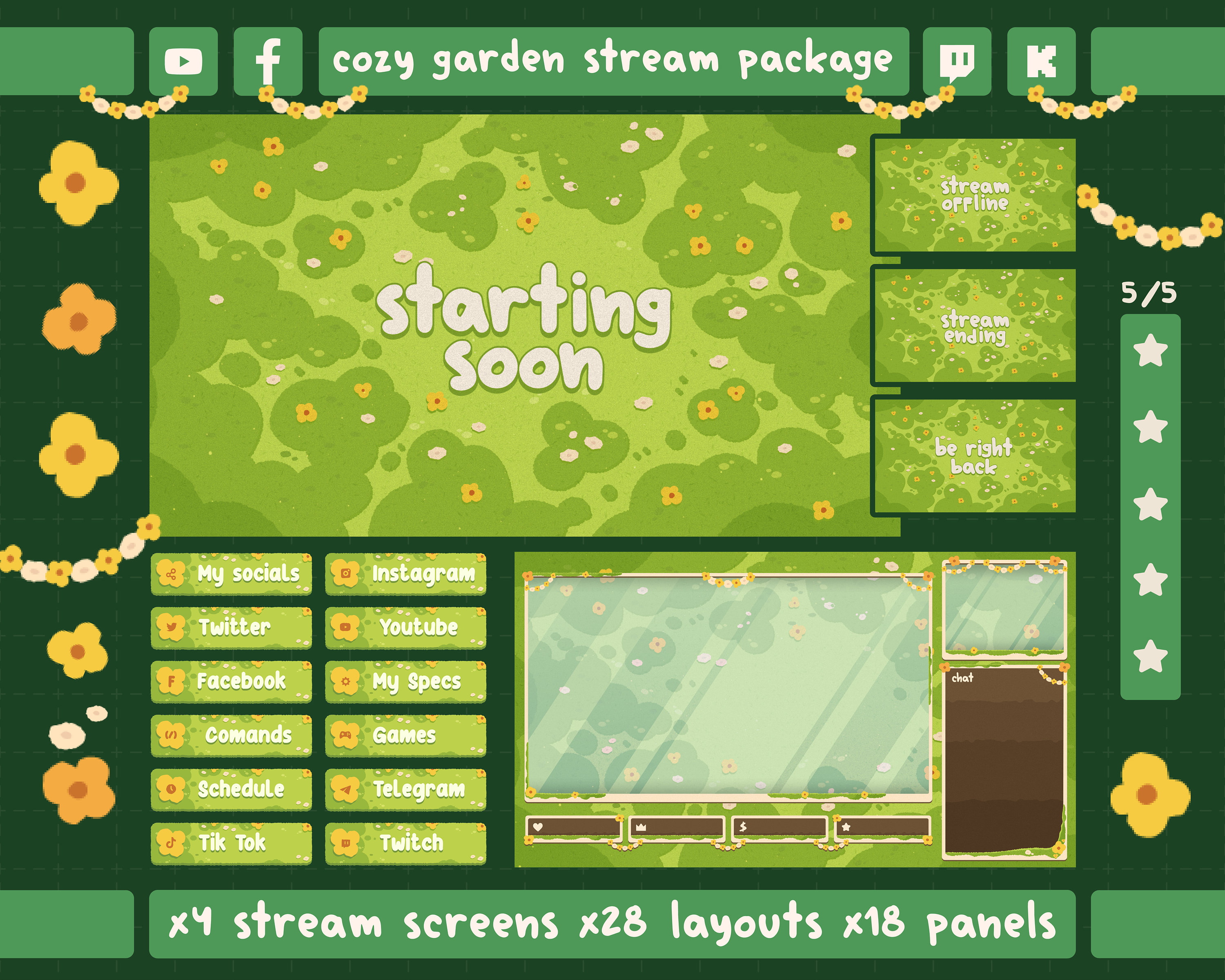 Animated Cozy Garden Stream Package Cozy Overlay Stream Package, Lofi ...