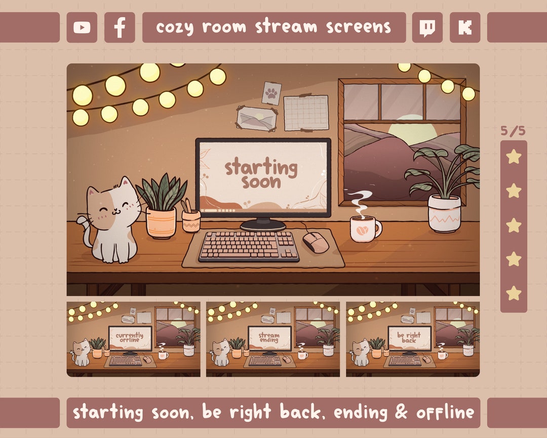 Animated Cozy Stream Screens | Cozy Overlay Stream Scenes, Lofi Overlay ...