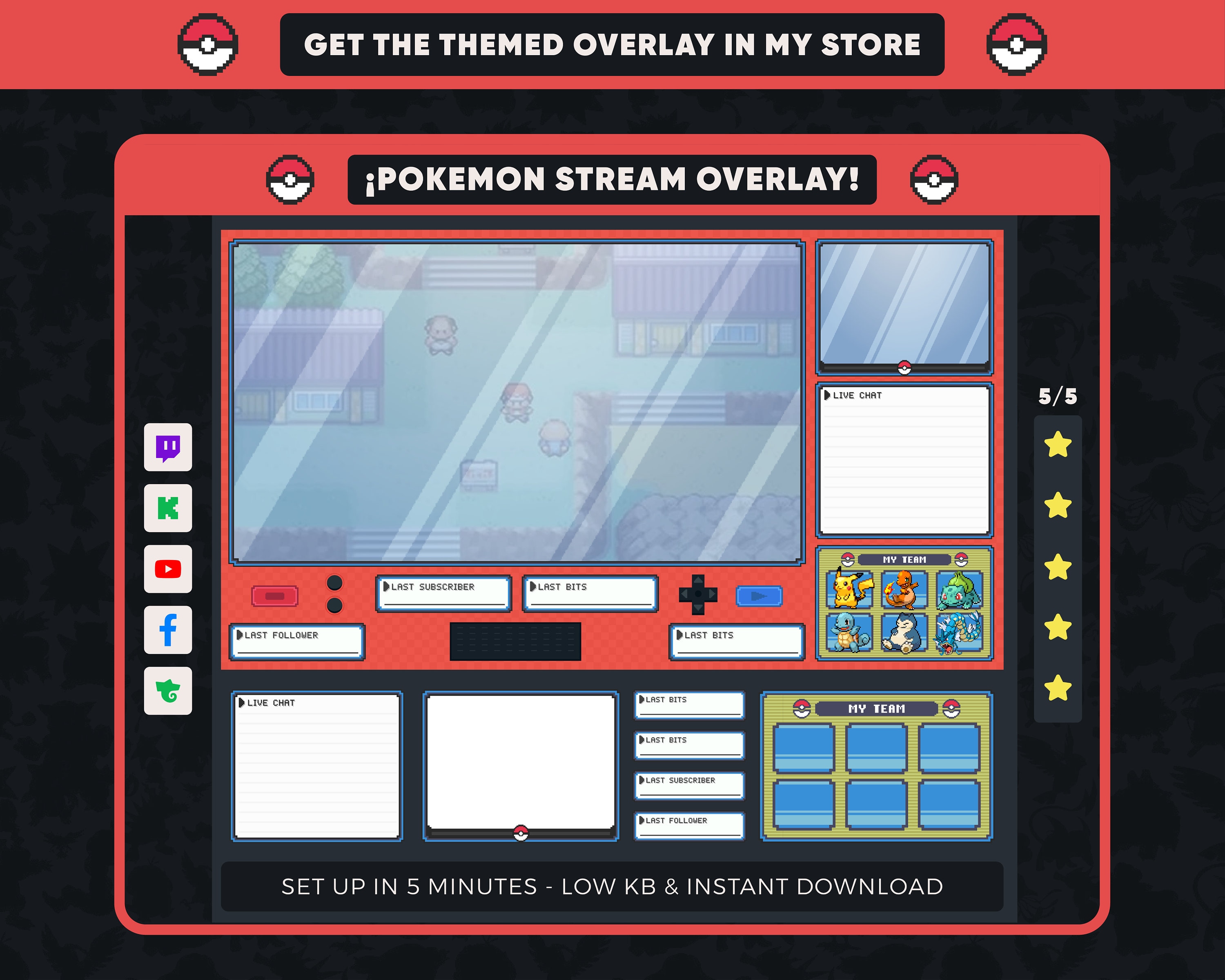 Pokemon Animated Screens, Cute Overlay , Twitch Screens , Animated ...