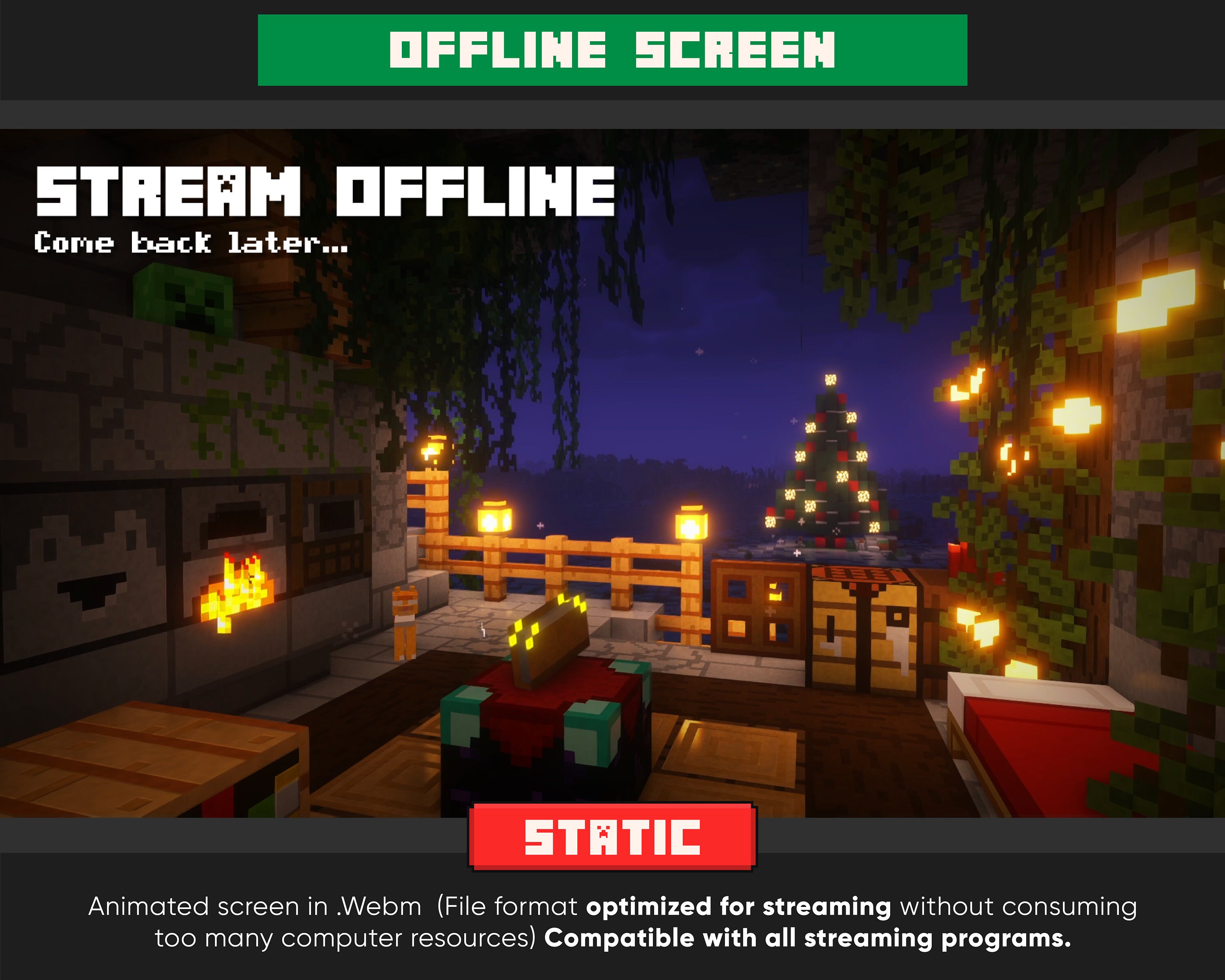 Animated Minecraft Christmas Stream Screens | Christmas Overlay ...