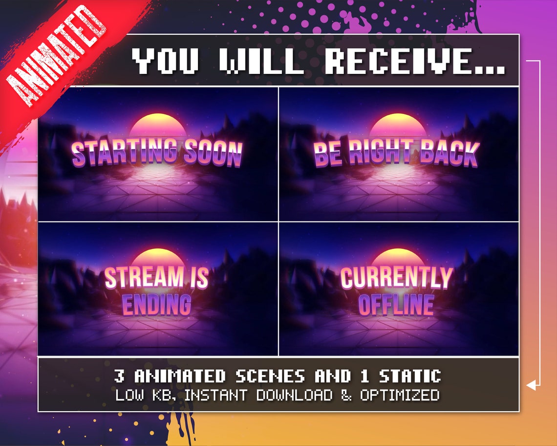 Animated Twitch Vaporwave Screens Twitch Screens Streaming Scenes - Etsy