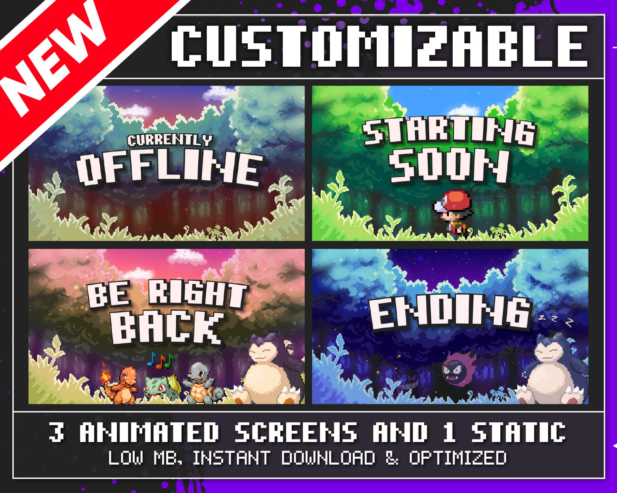 CUSTOMIZABLE Pokemon Animated Screens / Twitch Screens / Animated ...