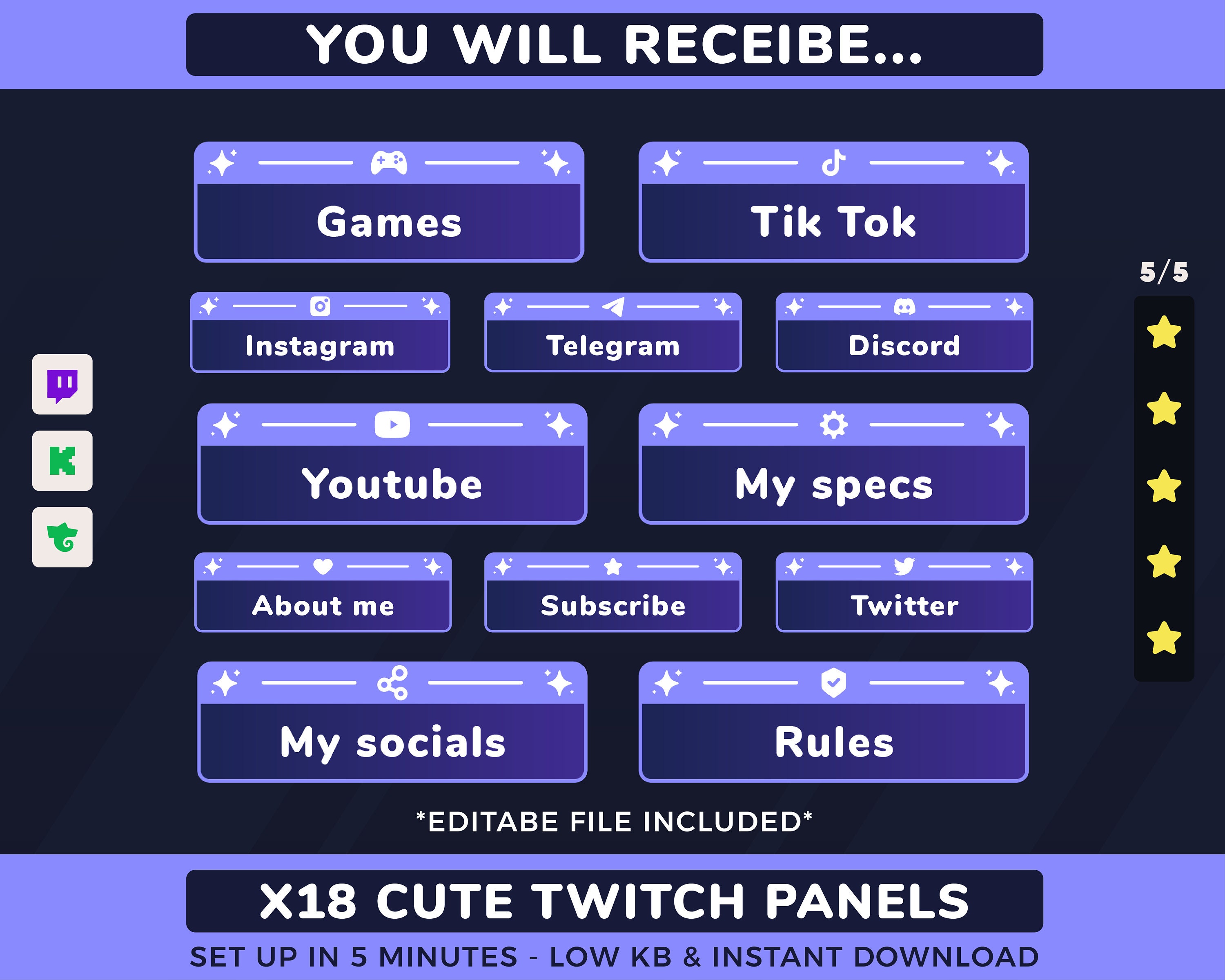 Cute and Cozy Twitch Panels, Twitch Stream Panels, Twitch Overlay ...