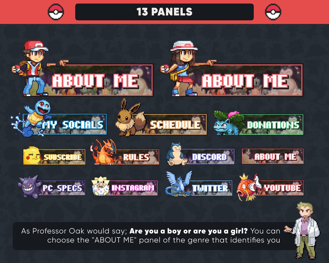 Pokemon Stream Pack / Pokémon Lindo / Superposición De Twitch / Paneles ...
