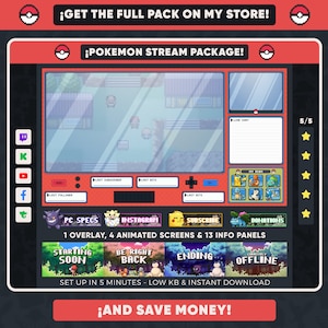PIXEL ART Pokemon Stream Overlay / Cute Overlay / Twitch Overlay ...