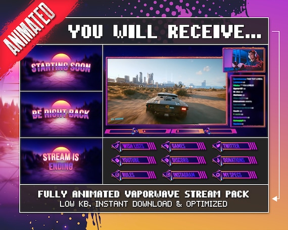 Animated Twitch Stream Pack Package animated Screens - Etsy