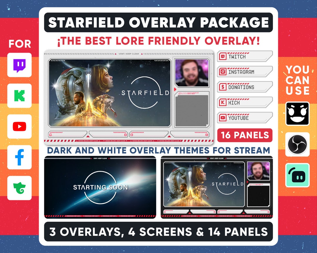 STARFIELD OVERLAY PACKAGE, Twitch Overlay, Twitch Panels, Space Overlay ...