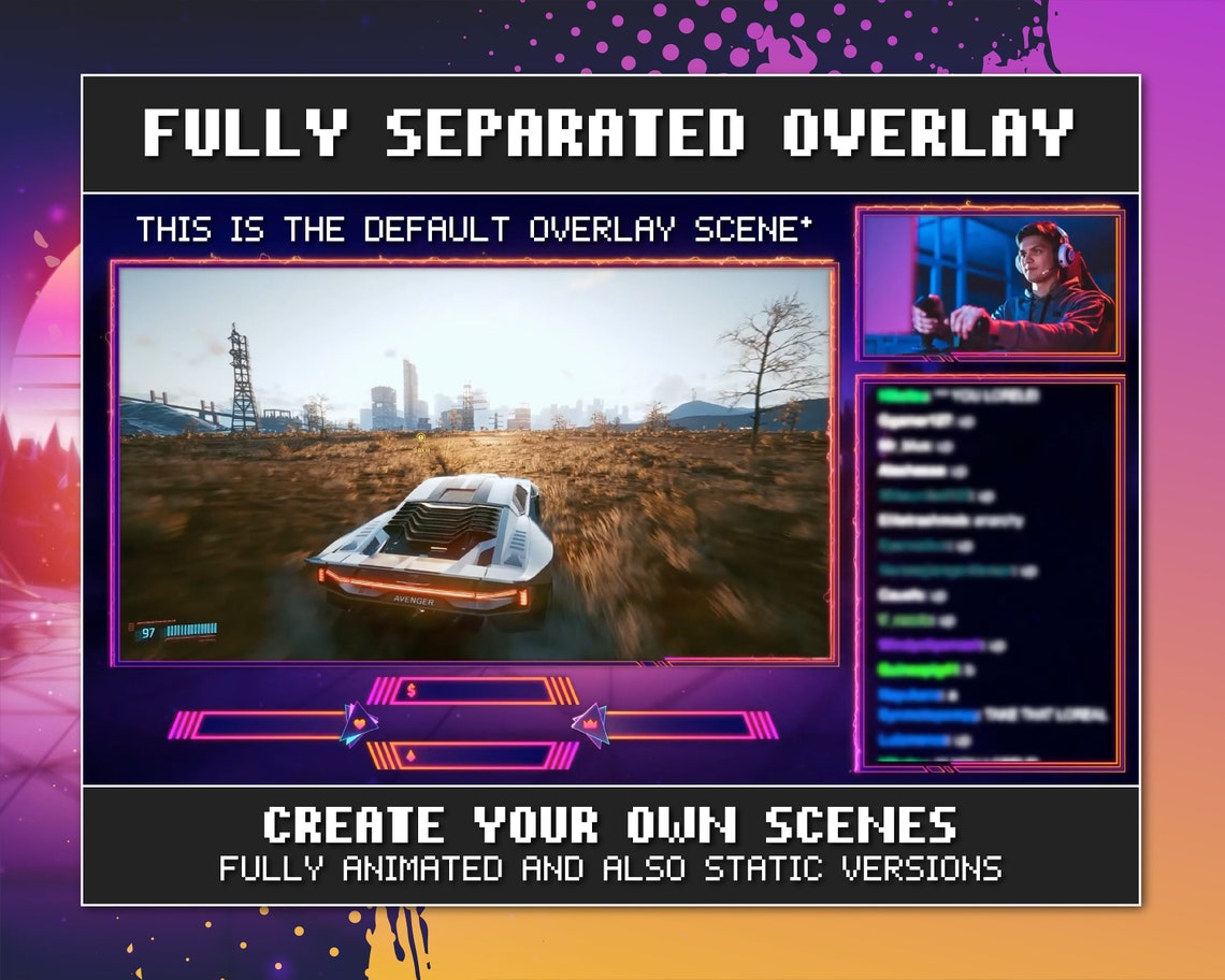 Animated Overlay Twitch Vaporwave Twitch Youtube Streaming - Etsy