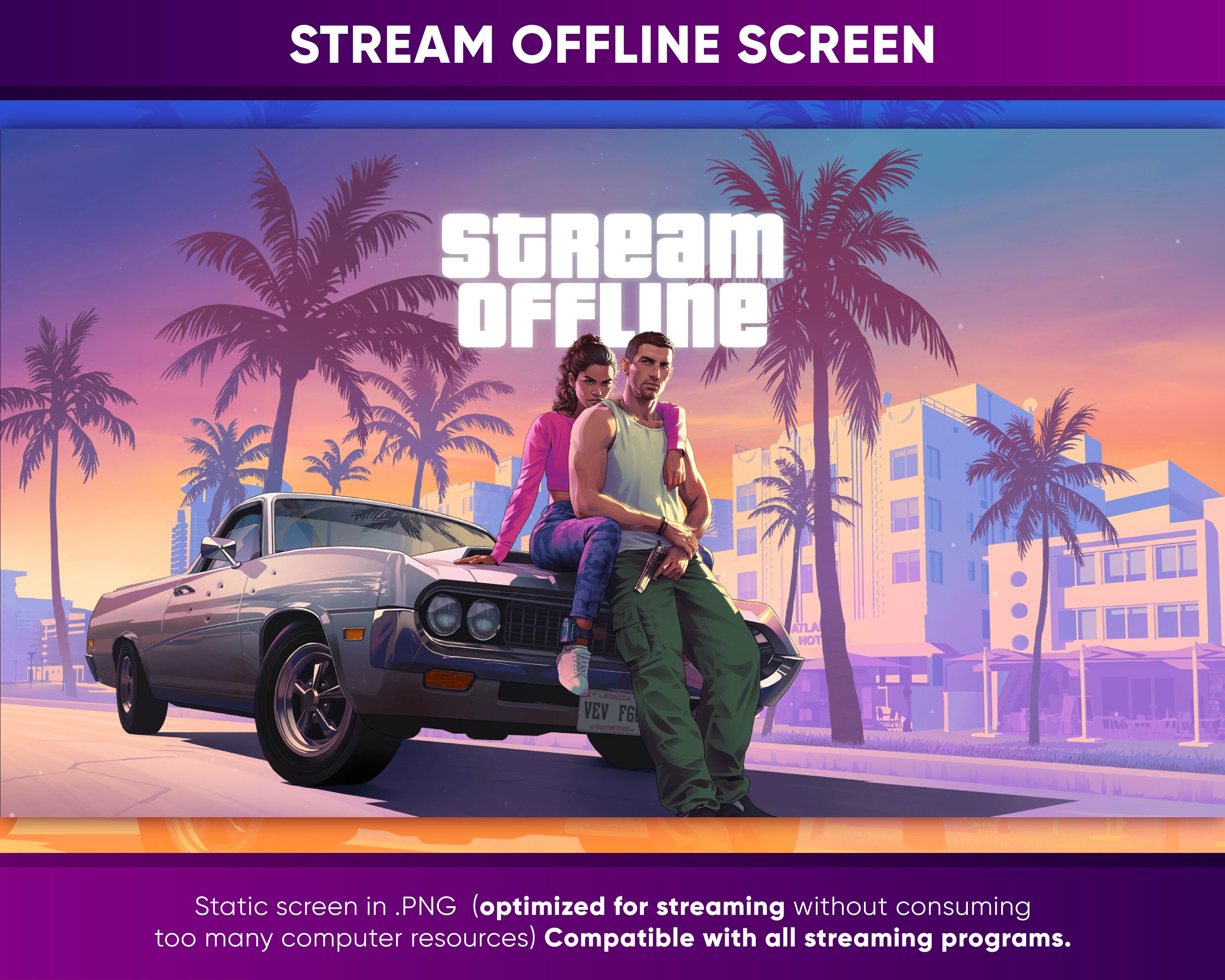 GTA VI ANIMATED Stream Screens for Twitch, Youtube, Kick and Facebook ...