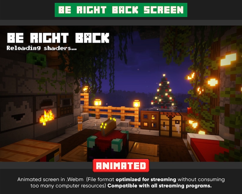 Animated Minecraft Christmas Stream Screens | Christmas Overlay ...