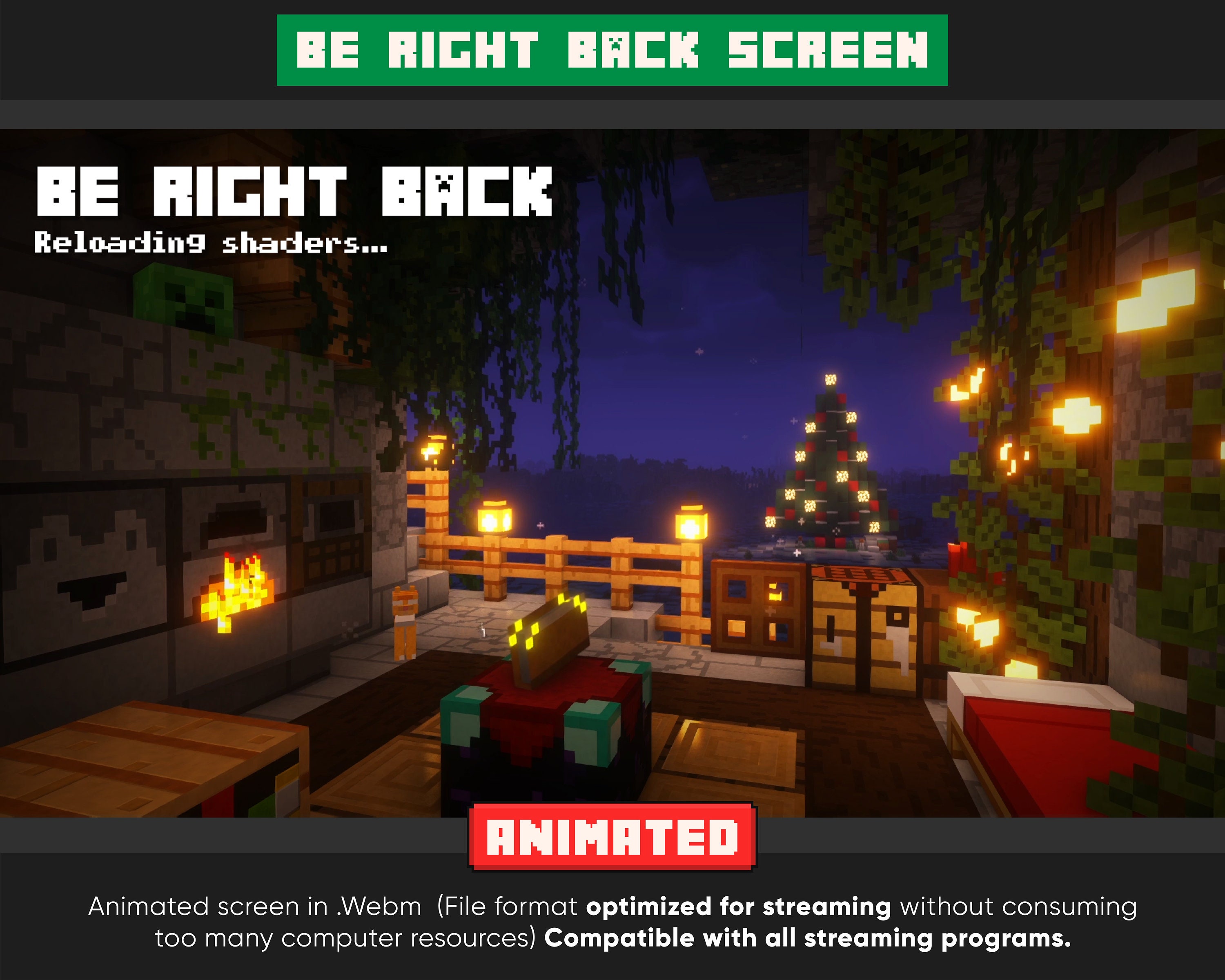 Animated Minecraft Christmas Stream Screens | Christmas Overlay ...