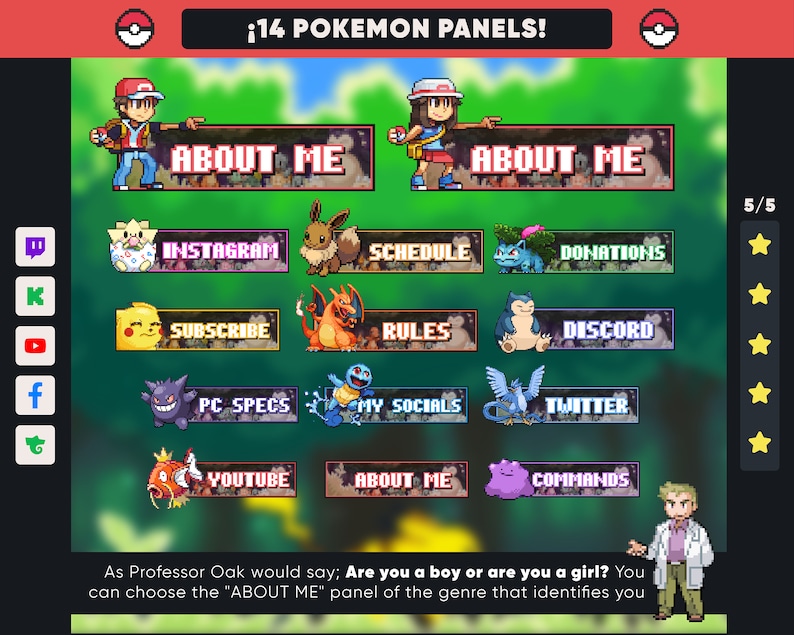 Paneles De Twitch De Pokémon / Pokémon Lindo / Superposición De Twitch ...