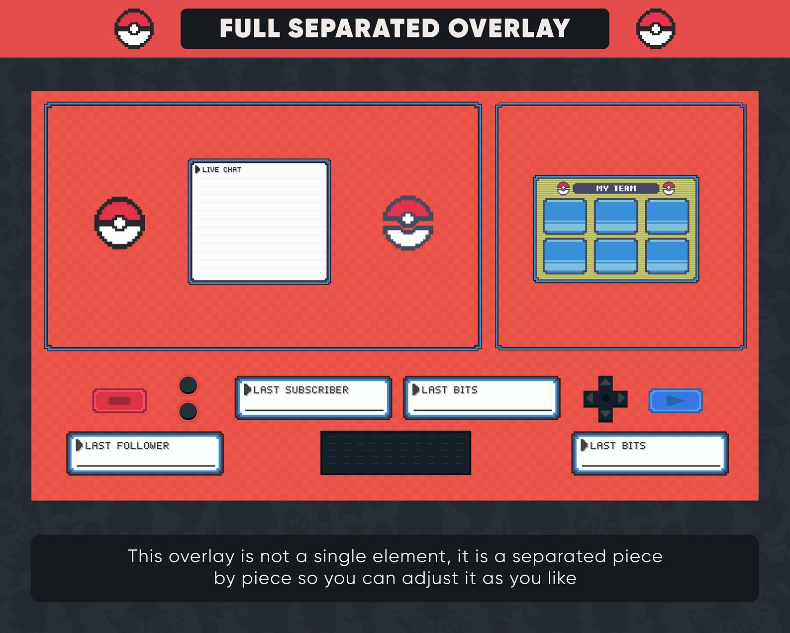 PIXEL ART Pokemon Stream Overlay / Superposición Linda / Superposición ...