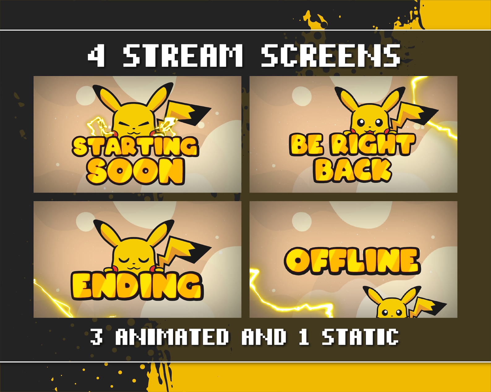 Stream Overlay Package / Twitch Overlay Animated Package / Pokemon ...