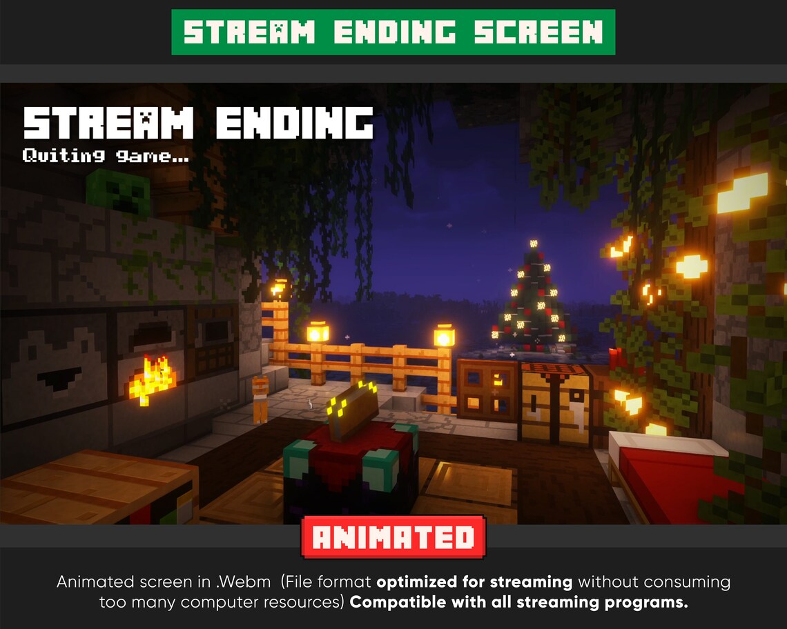 Animated Minecraft Christmas Stream Screens | Christmas Overlay ...