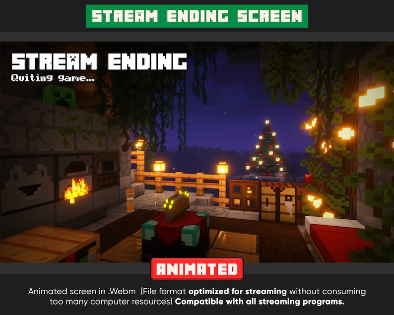 Animated Minecraft Christmas Stream Screens | Christmas Overlay ...